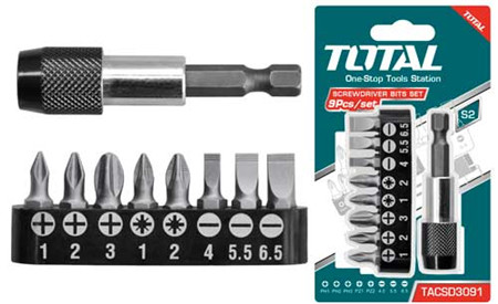 9 Pcs screwdriver bits set TACSD3091 - TOTAL